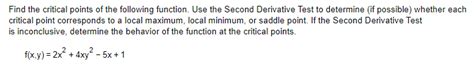 Solved Find The Critical Points Of The Following Function