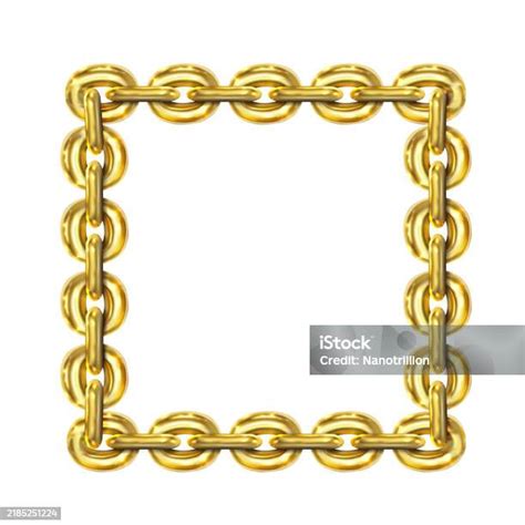 빈티지 스퀘어 프레임 골드 체인 절연 그림 거울 또는 사진을 위한 빈 복사 공간 빈티지 심플한 프레임 황금 스타일 장식 사각형