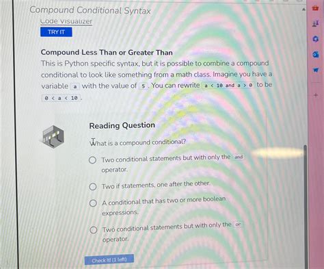 Solved Compound Conditional Syntaxlode Visuatizertry