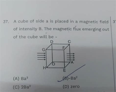 a cube of side a is placed in a magnetic field of intensity b the magnet