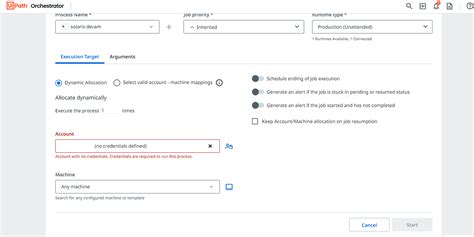 Account With No Credentials Credentials Are Required To Run This Process Fail Orchestrator