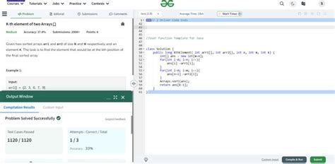 Shalini Venkatesan On Linkedin Day 7 Of 100 Problem K Th Element Of Two Arrays Topic Array