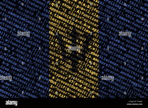 Barbados Flag Is Depicted On The Screen With The Program Code The