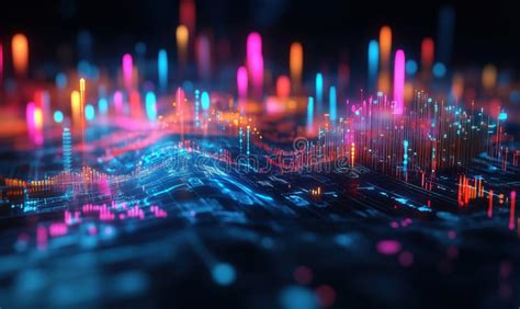 Colorful Abstract Data Visualization With Glowing Lines And Peaks In