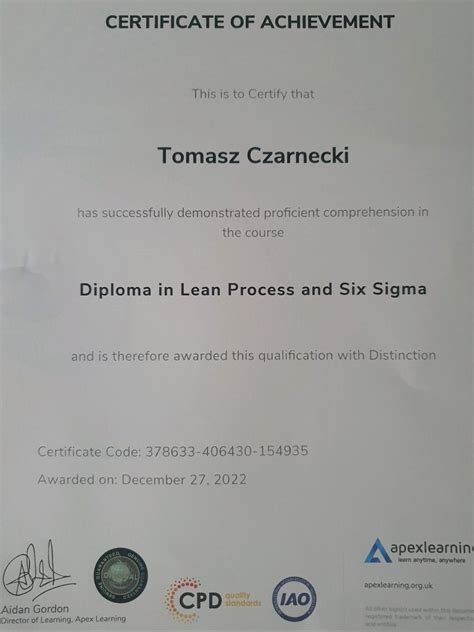 tomasz czarnecki on linkedin lean process and six sigma ticked
