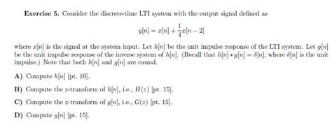 solved exercise 5 consider the discrete time lti system