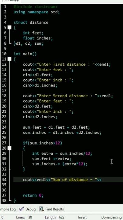 Add Two Distances Using Structure In C Shorts Shortvideo Short