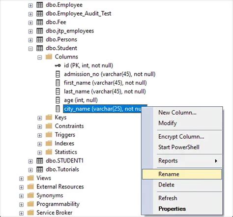 CAMBIAR EL NOMBRE DE LAS COLUMNAS EN SQL SERVER TUTORIALES DE SQL SERVER