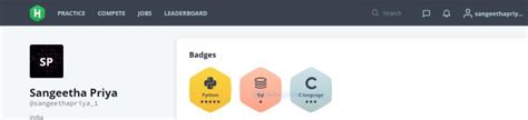 sangeetha priya on linkedin got gold badges in python hackerank
