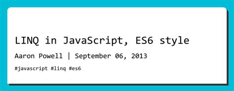 Linq In Javascript Es6 Style