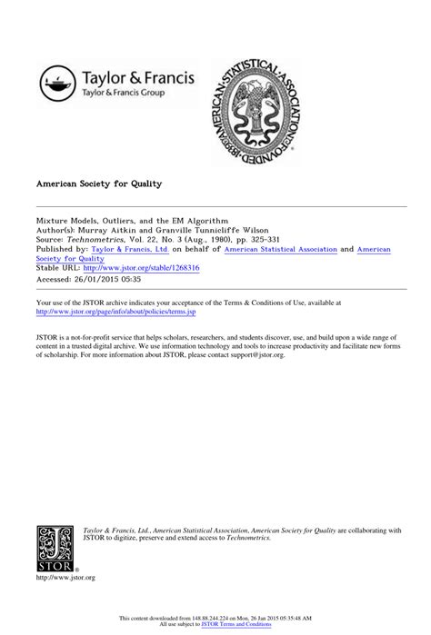 Pdf Mixture Models Outliers And The Em Algorithm