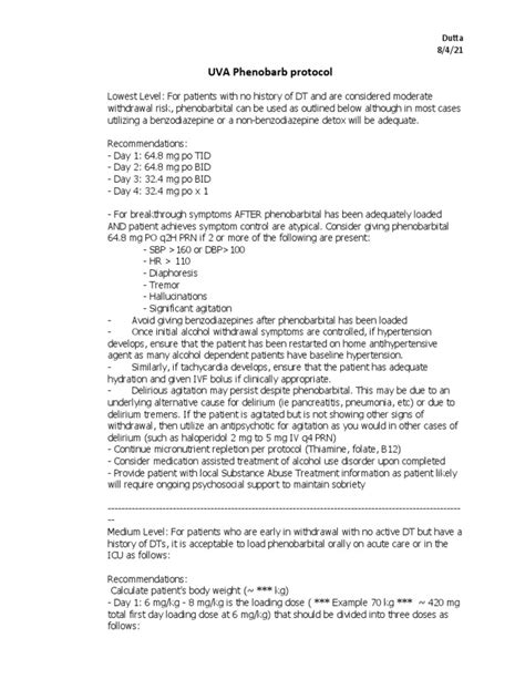 Uva Phenobarb Protocol Sdutta 8 4 21 Pdf Benzodiazepine Antipsychotic