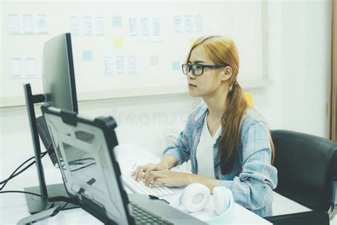 Programmer Is Coding And Programming Software Stock Image Image Of