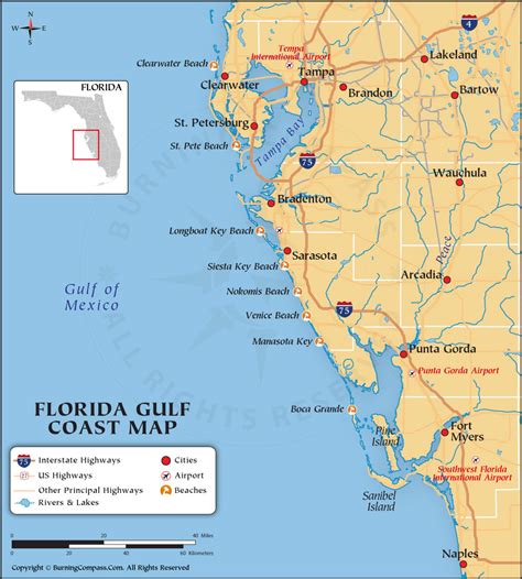 Map Of The West Coast Of Florida Beaches Maps Of Florida