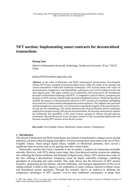 Pdf Nft Auction Implementing Smart Contracts For Decentralized