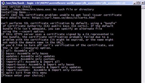 Db Assembler Readarray Option D Is Invalid Issue Azerothcore Azerothcore Wotlk GitHub