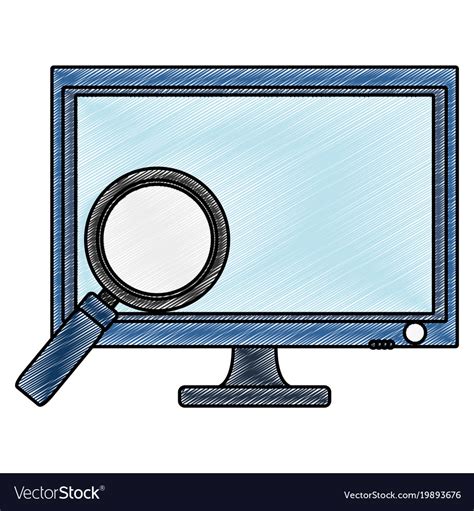 grated screen computer technology with magnifying vector image