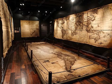 a museum exhibit showcasing a map of the transatlantic slave trade