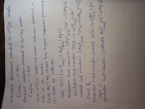 Consider A Chromium Silver Voltaic Cell That Is Constructed Such That