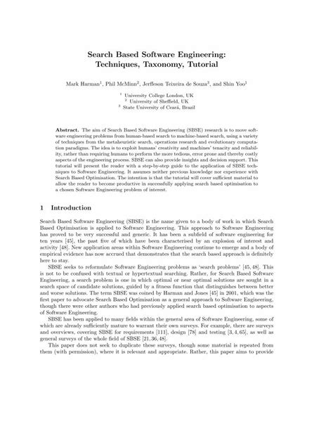 Pdf Search Based Software Engineering Techniques Taxonomy Tutorial Dokumen Tips