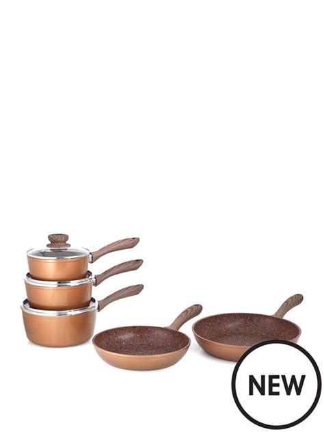 Jml Copper Stone 5 Piece Saucepan And Frying Pan Set