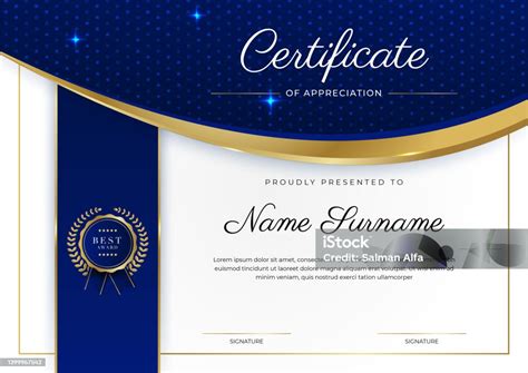 현대 파란색 인증서 템플릿 및 테두리 상 졸업장 명예 업적 졸업 및 인쇄 0명에 대한 스톡 벡터 아트 및 기타 이미지 0명