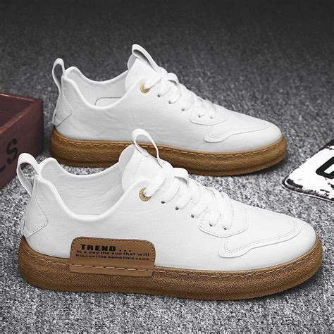 Wexleyjesus White Leather Shoe Men Vulcanized Shoes Men Shoes Trend Skateboard Shoes Comfortabl