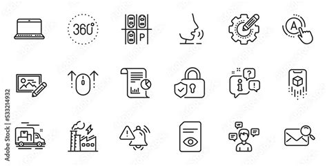 Outline Set Of Report Conversation Messages And Security Lock Line Icons For Web Application
