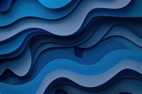 Abstract Waves In Varying Shades Of Blue With Dynamic Curves And Smooth Textures Creating A