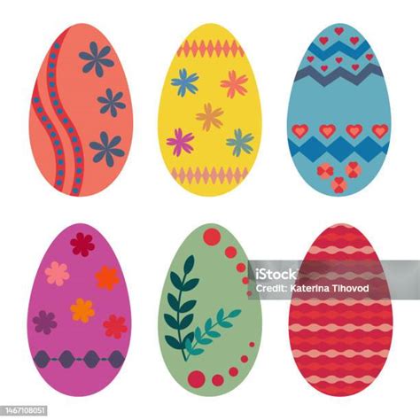 밝은 부활절 달걀은 다양한 패턴으로 다양한 색상으로 장식되어 있습니다 4월에 대한 스톡 벡터 아트 및 기타 이미지 4월 계절 귀여운 Istock