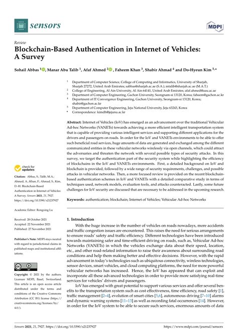 pdf blockchain based authentication in internet of vehicles a survey