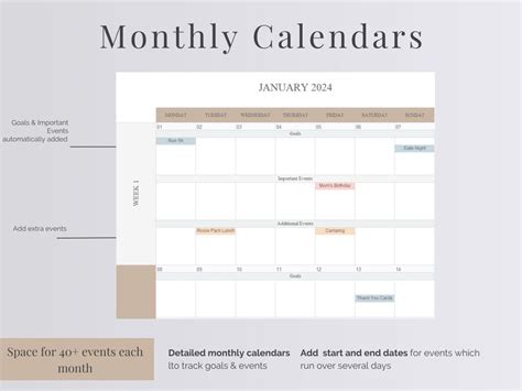 Customizable Excel Spreadsheet Template Editable Excel Calendar Track Goals And Events Etsy
