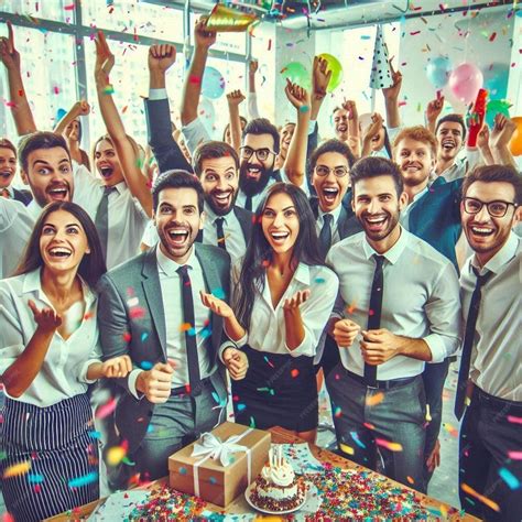 Office Happy Hour Surprise Premium Ai Generated Image