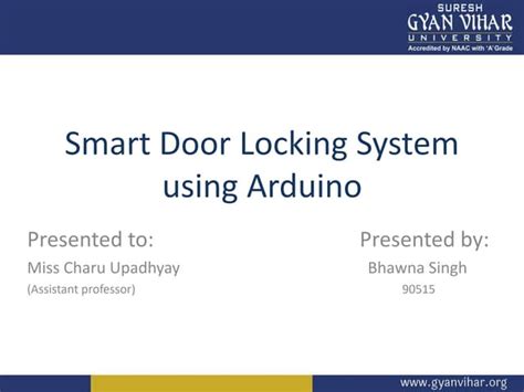 Smart Door Locking System Using Arduino Pptx Home Security Home