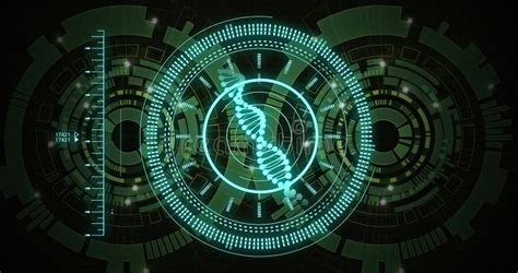 Dna Strand And Digital Interface Scientific Data Processing Image