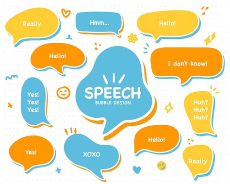 Premium Vector Set Hand Drawn Speech Bubbles Empty Text Box Different Shapes Balloons