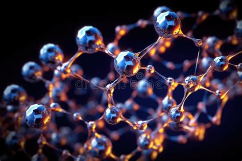Structure Of Lattice Connecting Atoms Molecule In Hi Tech Style Stock