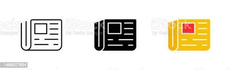 신문 라인 아이콘입니다 뉴스 공지 신설 이벤트 배포 전단지 정보 오피니언 리더 광고 흰색 배경에 선 검정 및 색상 스타일의 벡터