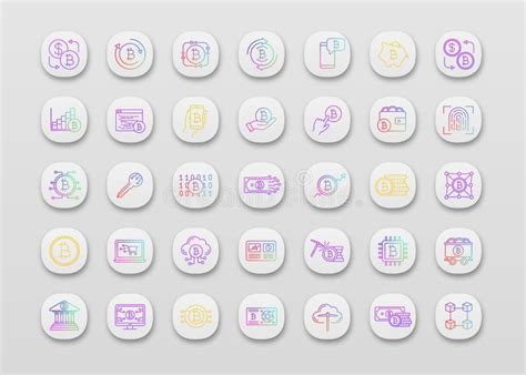 Bitcoin Cryptocurrency App Icons Set Stock Vector Illustration Of