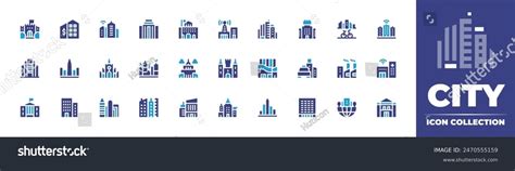 City Icon Collection Duotone Color Vector Stock Vector Royalty Free 2470555159 Shutterstock