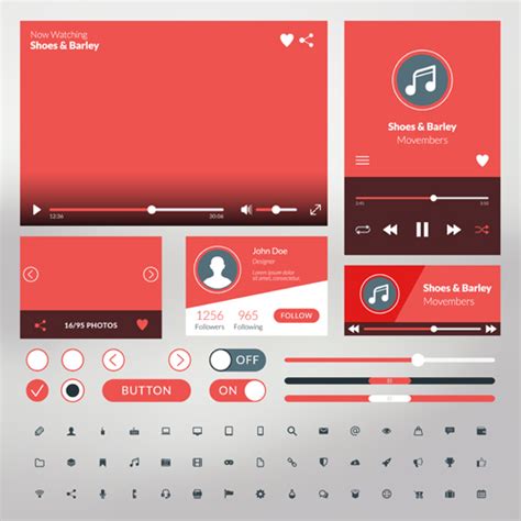 Mobile Flat UI Kit Vector Design 02 Free Download