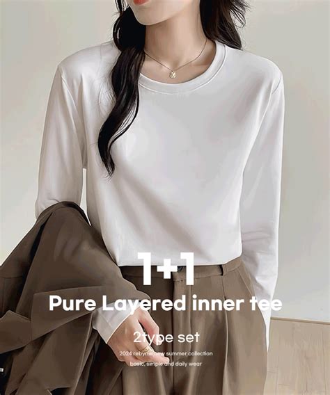 긴팔추가🔥 깔끔핏가성비갑 교복템 데일리 기본 무지 면티 레이어드 라운드 티셔츠 11 퓨어 베이직 이너 티셔츠 에이블리