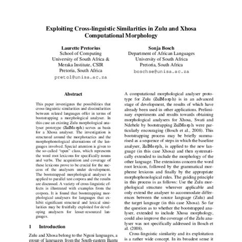 Exploiting Cross Linguistic Similarities In Zulu And Xhosa