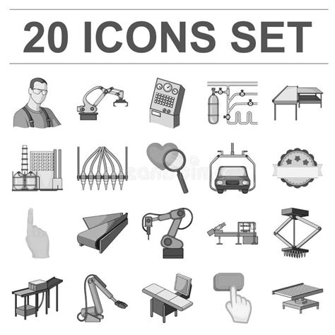 Equipment And Machine Monochrome Icons In Set Collection For Design Technical Progress Of The