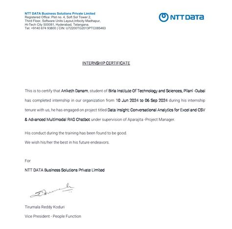 Aniketh Danam On Linkedin Internship Nttdata Generativeai