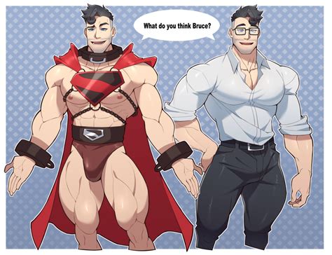 Rule 34 Big Bulge Bulge Clark Kent Dc Dc Comics Dialogue English Text
