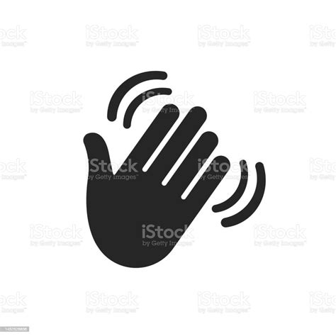 Hand Waving Hello Icon On A White Background Vector Illustration Stock