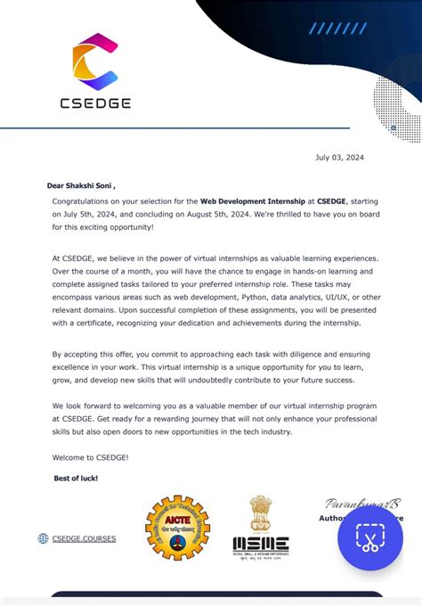 Shakshi Soni On Linkedin Csedge Internship