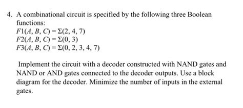 Solved A Combinational Circuit Is Specified By The Chegg