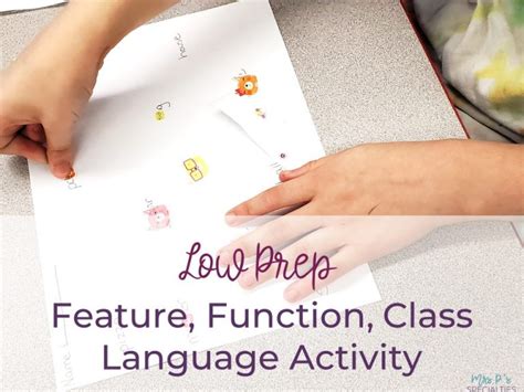 Feature Function Class Activity Low Prep Mrs P S Specialties